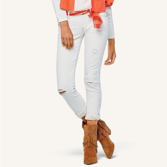 CAbi | Jeans | Cabi Womens Distressed White Slim Boyfriend Jeans | Poshmark